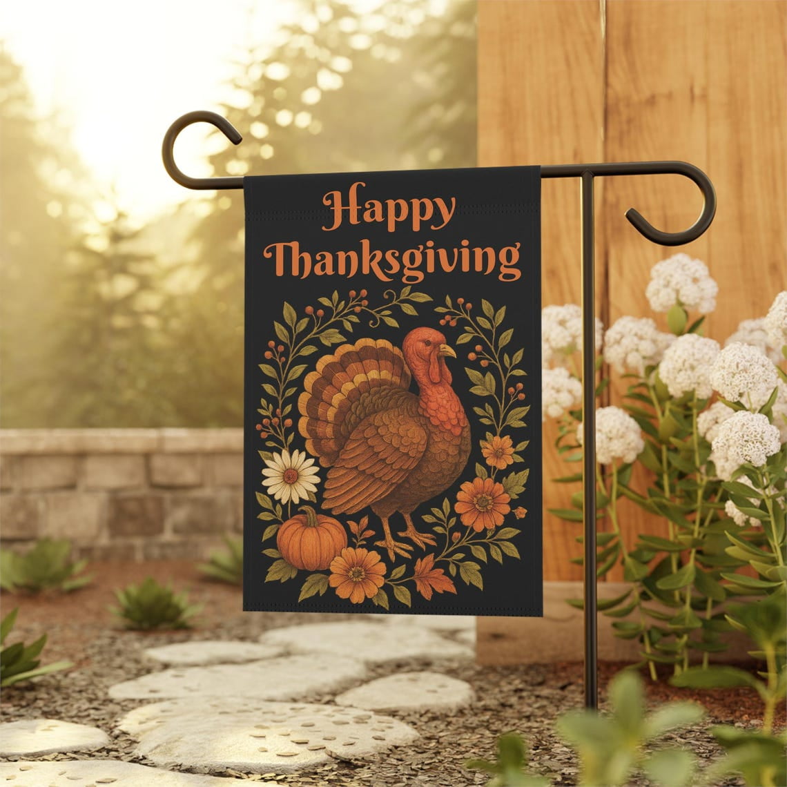Garden Flag Thanksgiving Turkey Flag Seasonal Porch Outdoor Decoration ...