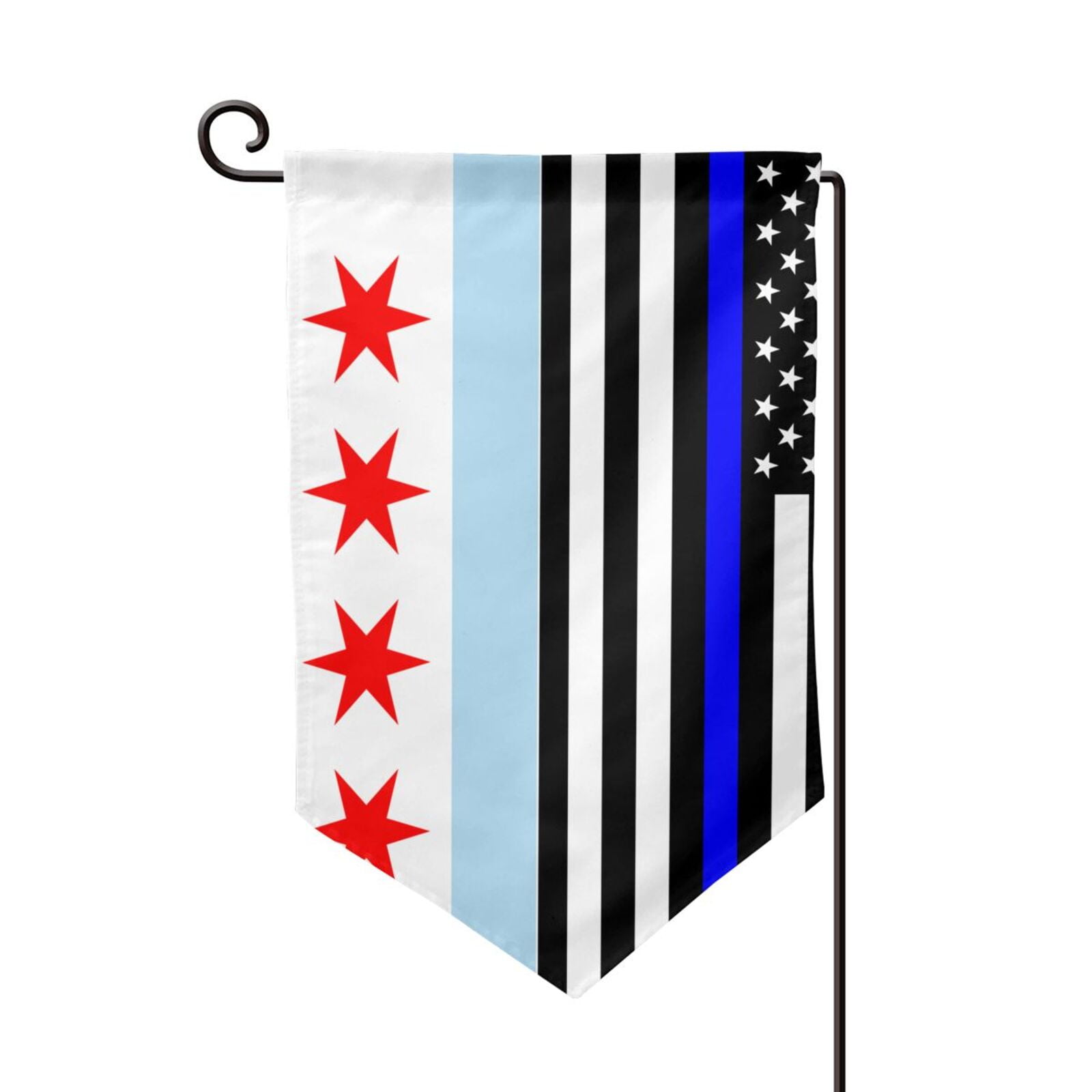 Garden Flag Us Thin Blue Line Flag Of Chicago Double Sided Small Yard ...