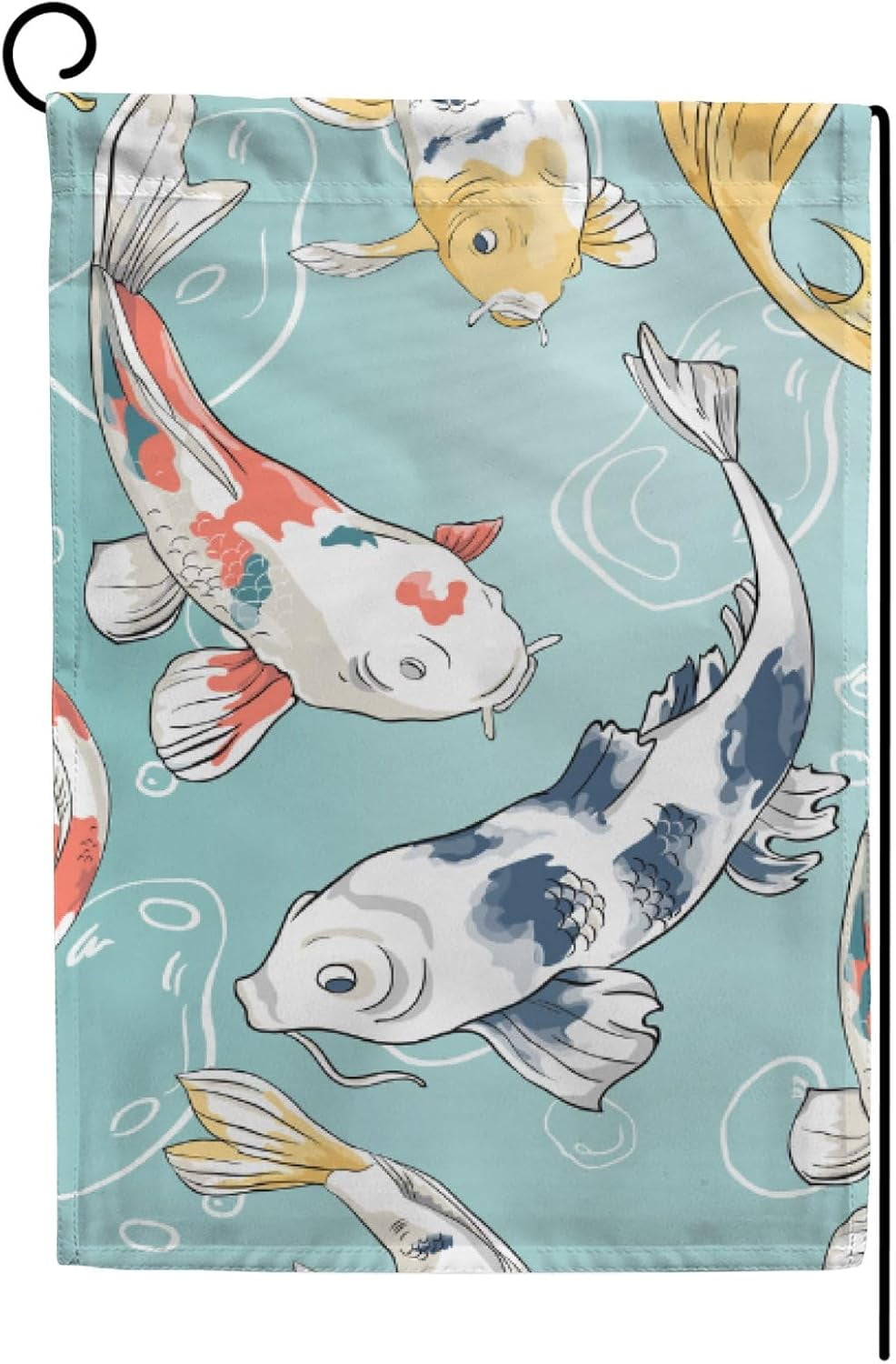 Garden Flag Vertical Double Sided Yard Flags Colorful Koi Bubbles Pond ...