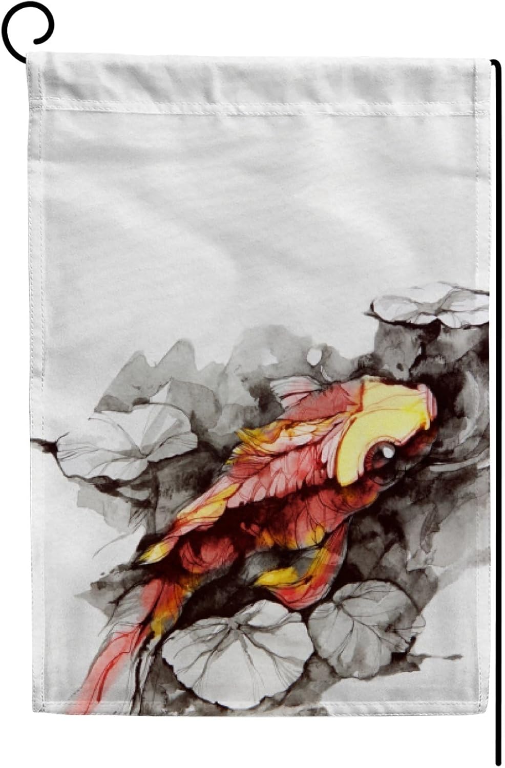Garden Flag Vertical Double Sided Yard Flags Goldfish Pond Black White ...