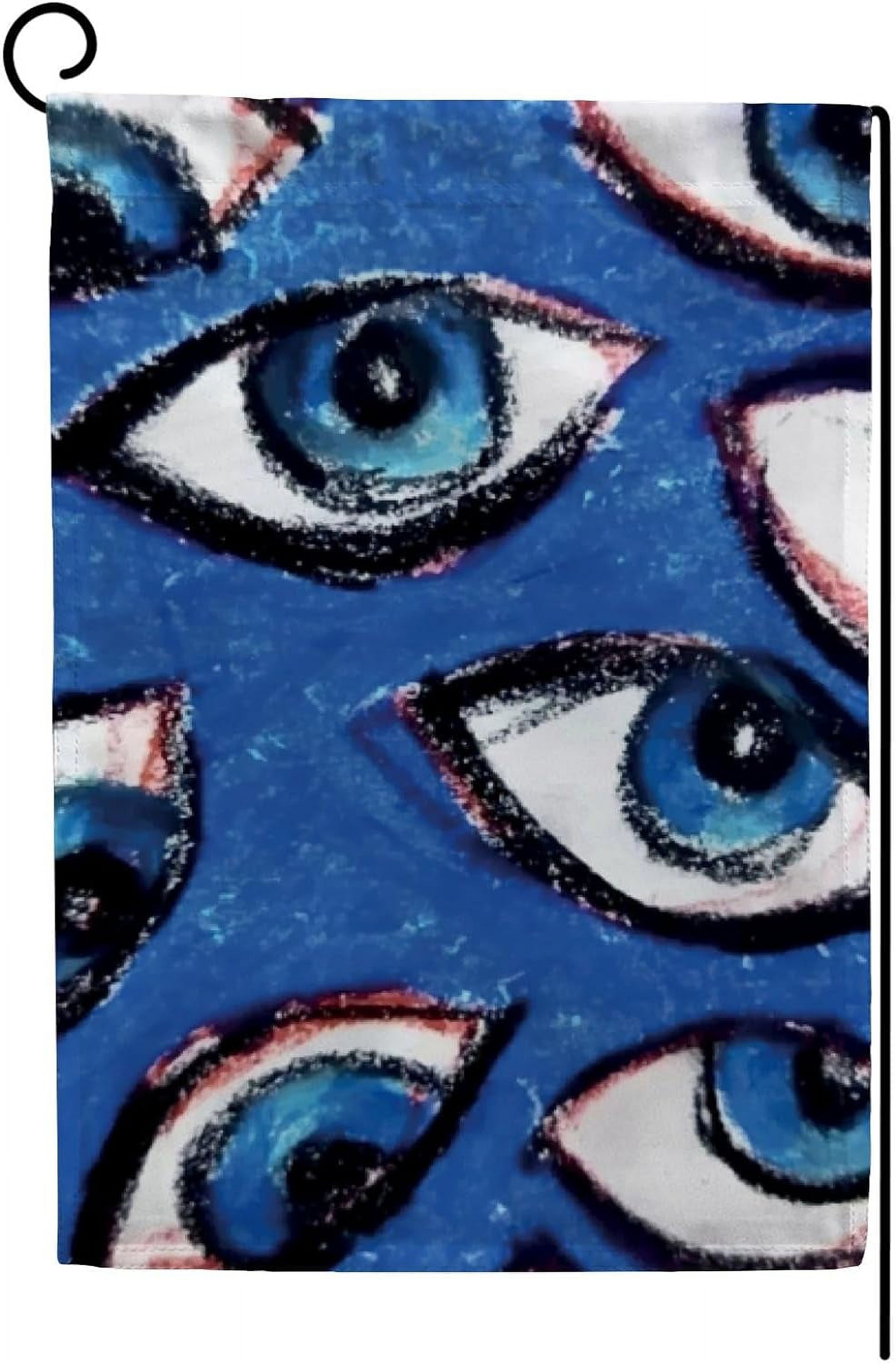 Garden Flag Vertical Double Sided Yard Flags Oil Pastel Blue Evil Eyes ...