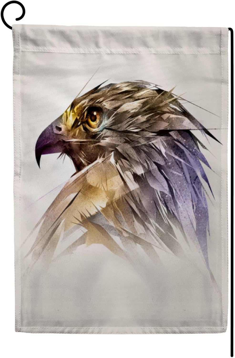 Garden Flag Vertical Double Sided Yard Flags Watercolor Hawk Head Bird ...