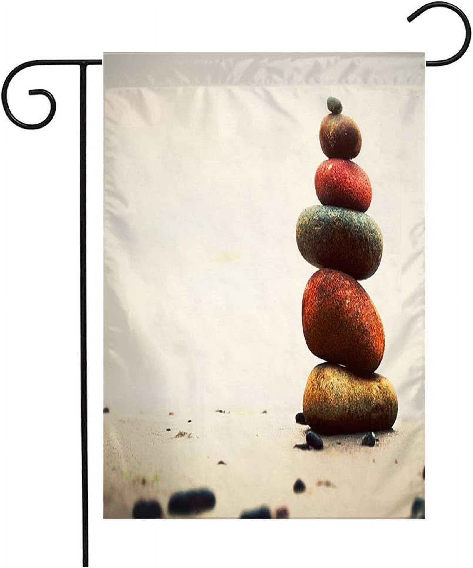 Garden Flag Welcome Flag Beach Peace Stones Relaxation Pyramid On Sand ...