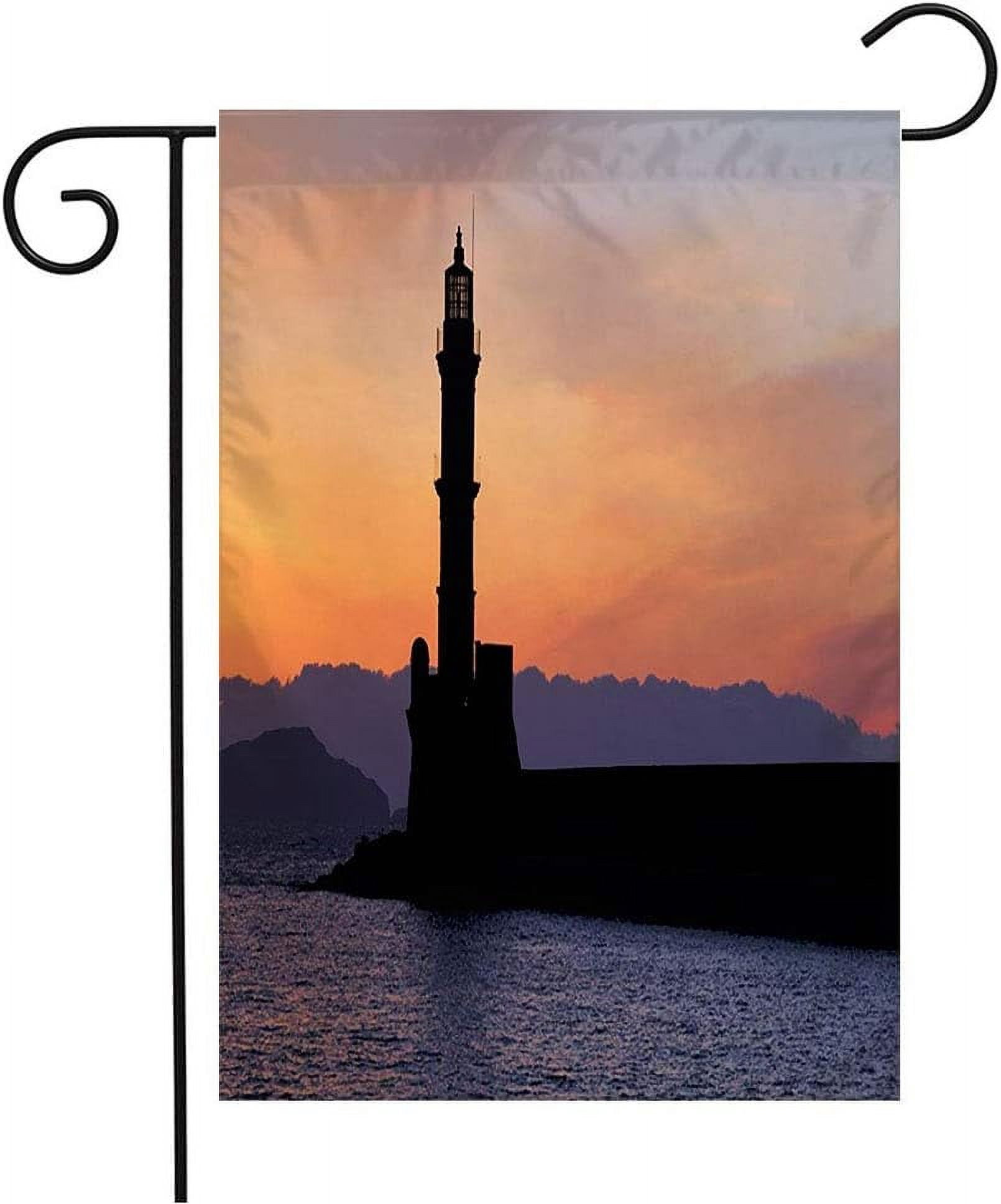 Garden Flag Welcome Flag Blue Bay Sunset Lighthouse Chania Architecture ...