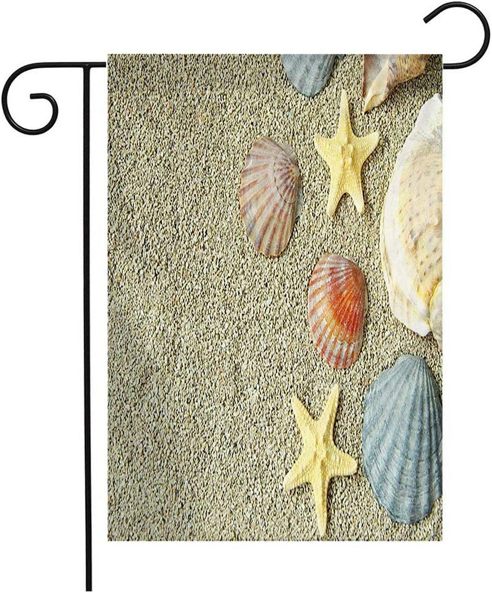 Garden Flag Welcome Flag Border Starfish Sand Shells Nature Paradise ...