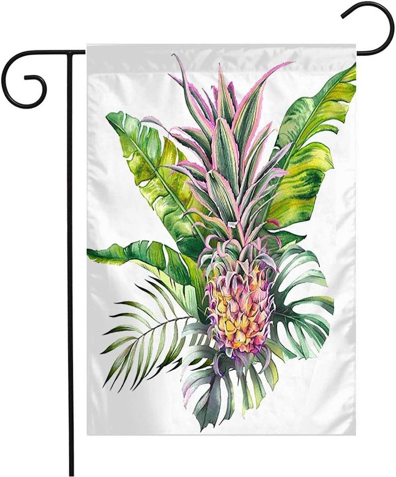 Garden Flag Welcome Flag Cut Pink Pineapple Composition Tropical Plant ...