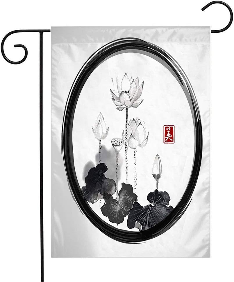 Garden Flag Welcome Flag Flowers Black Enso Blossom Zen Beautiful in ...