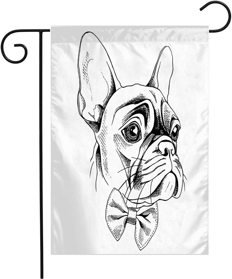 Garden Flag Welcome Flag French Isolated in Bulldog Bow Collar Profile ...