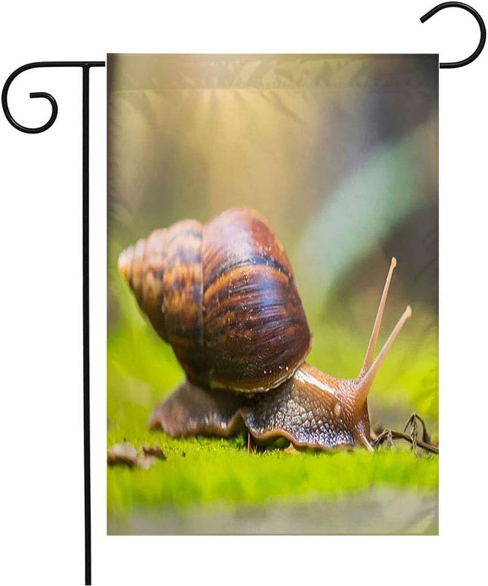Garden Flag Welcome Flag is Leaf White Snail On Green Edible Crawling ...