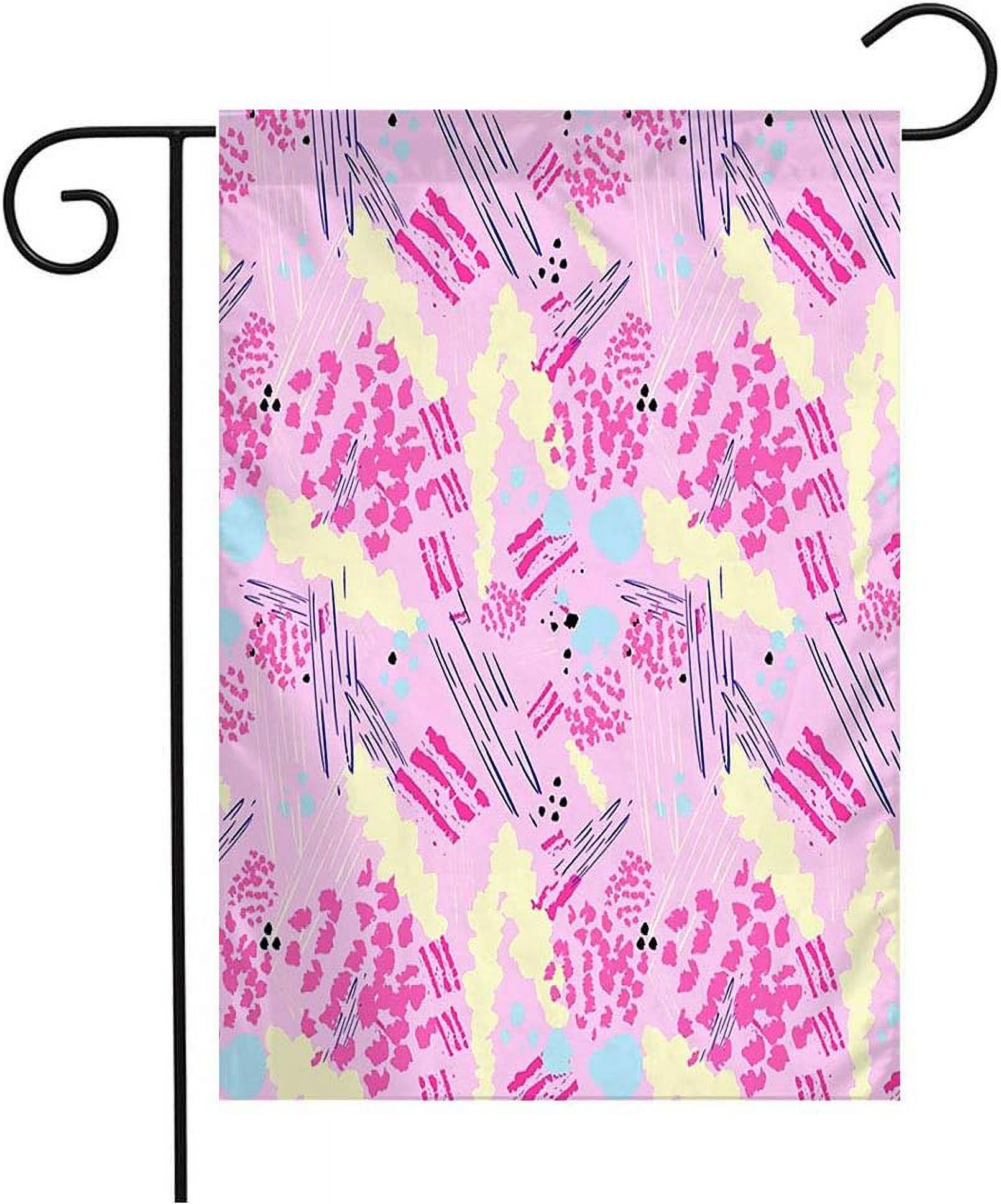 Garden Flag Welcome Flag Paint Color Strokes Handmade Canvas Textured Drawing Pattern Blue ...