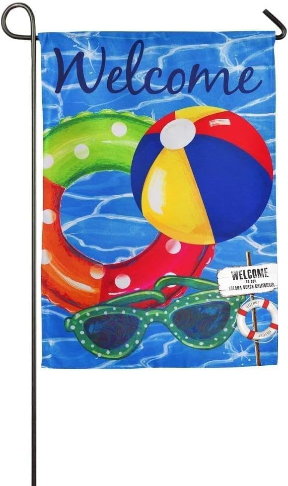 Garden Flag Welcome Pool Party Fun Spring Summer Decorative House Small ...