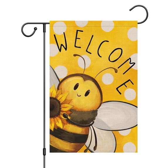 Garden Flag Welcome Summer Bee Garden Flag Outdoor Seasonal Porch ...