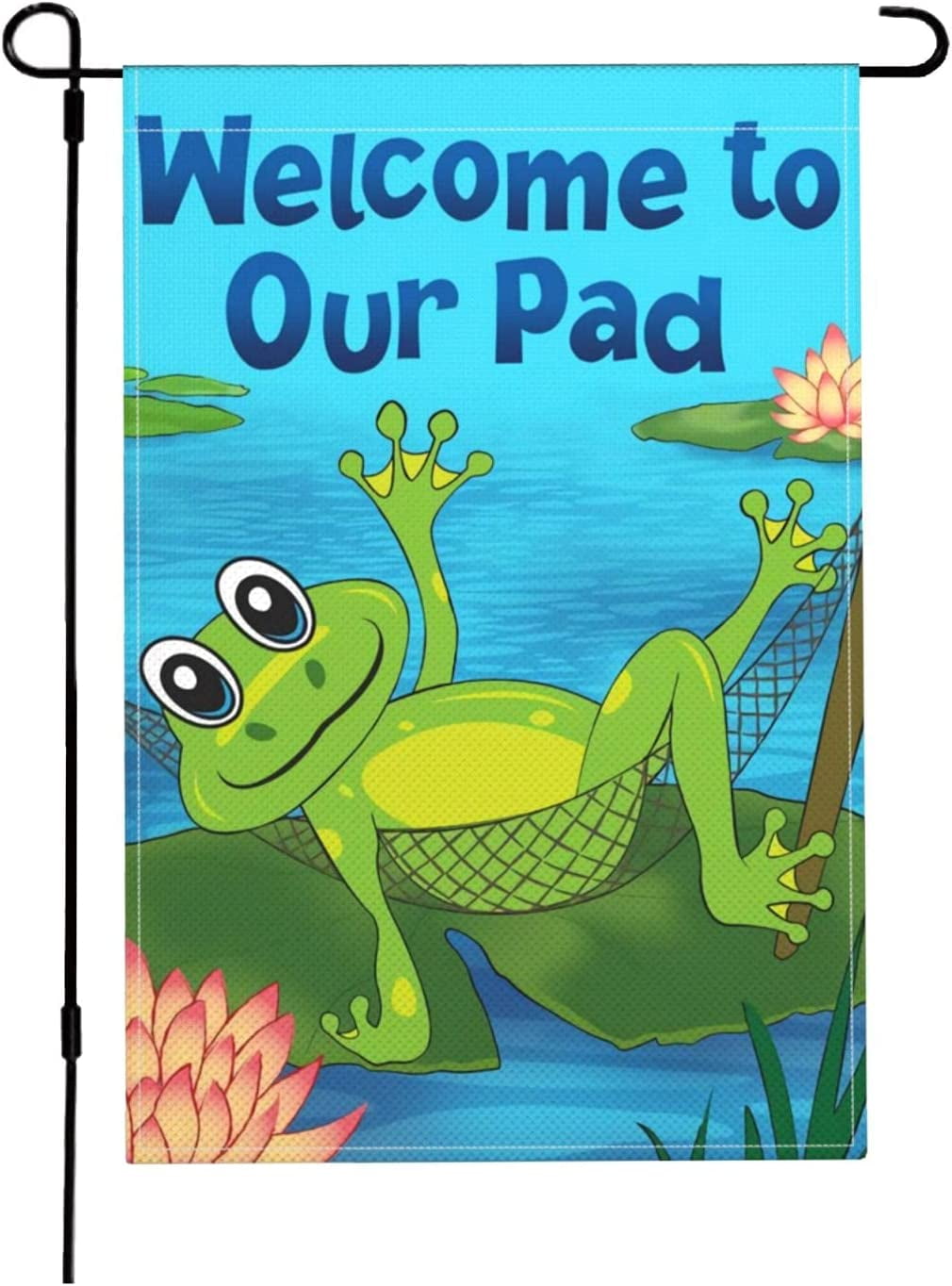 Garden Flag Welcome To Our Pad Frog House Flags Double Sided Outdoor ...