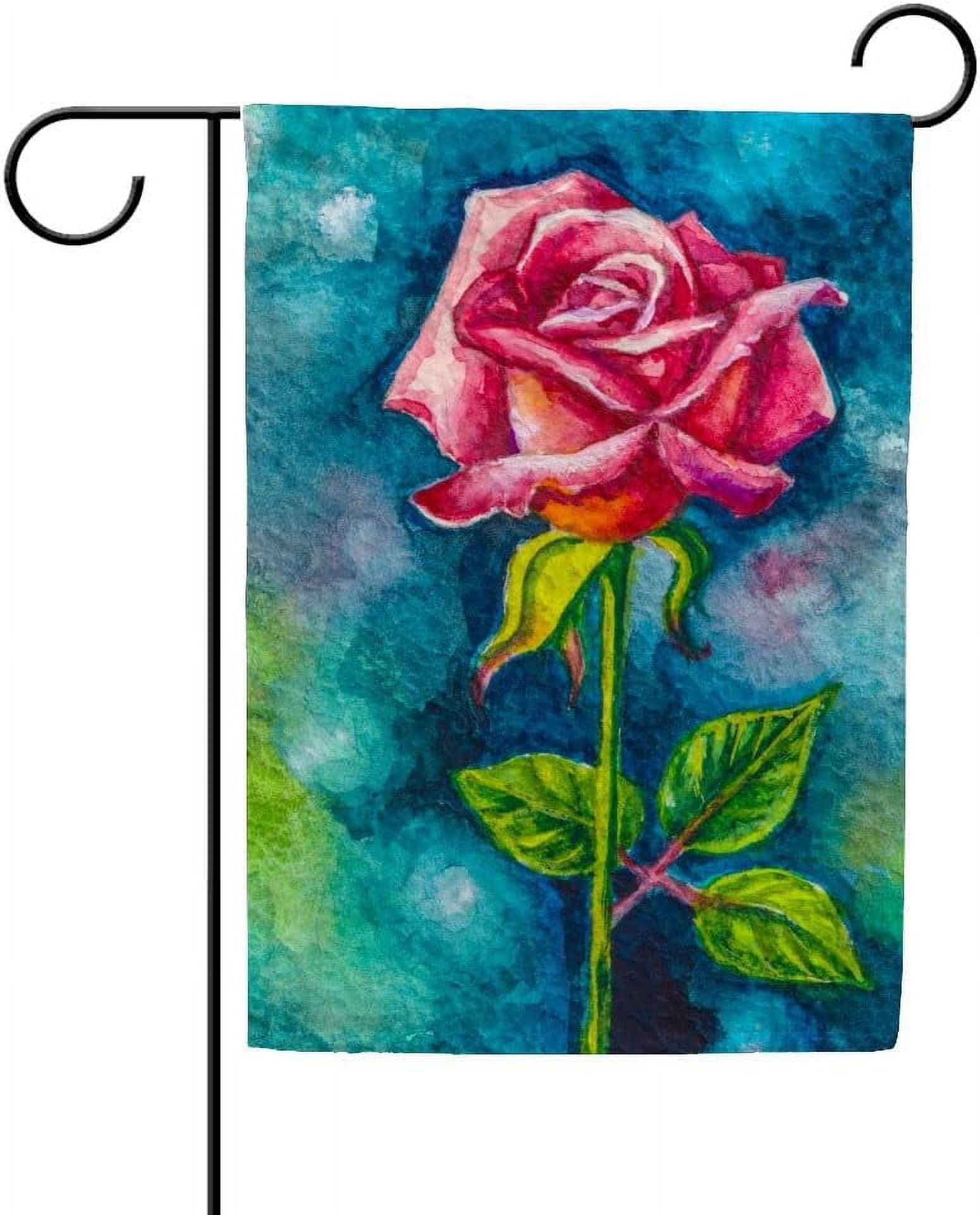 Garden Flag Yard Sign Decoration Red Rose Beautiful Greeting Sign ...