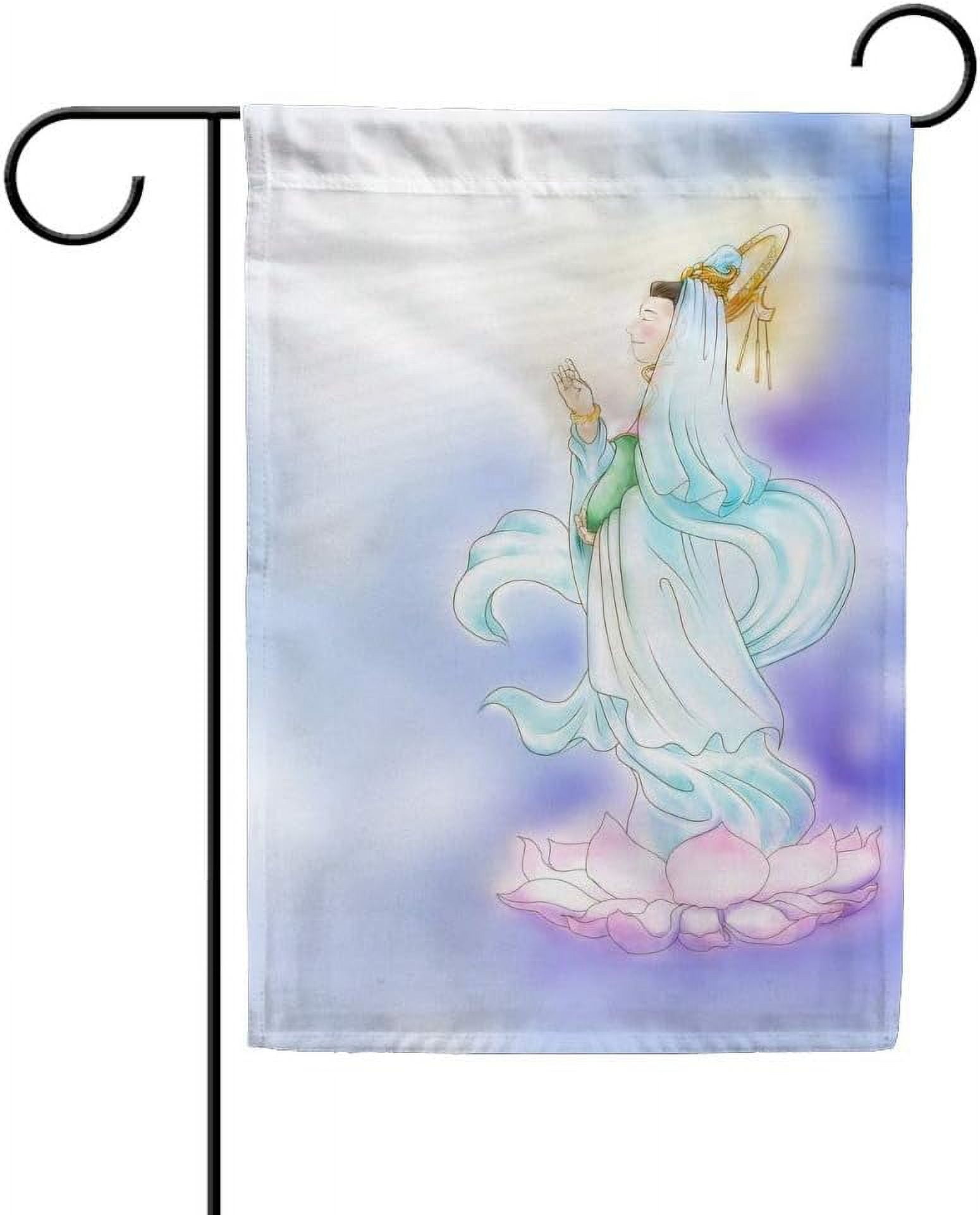 Garden Flag Yard Sign Decoration Watercolor Guanyin Greeting Sign ...