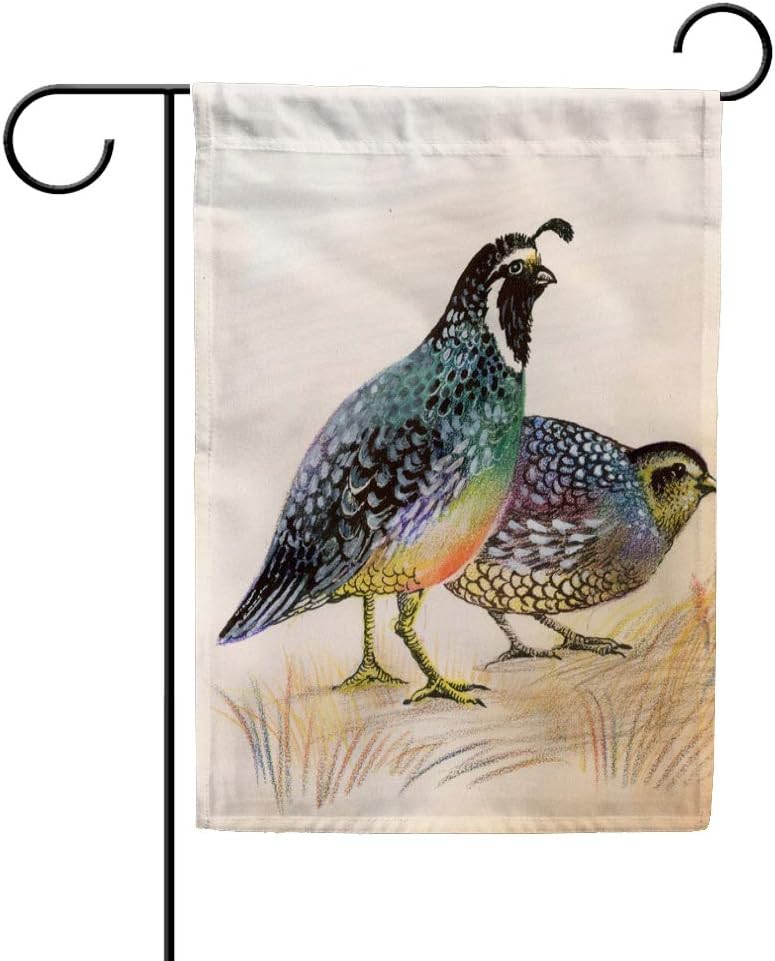 Garden Flag Yard Sign ﻿Watercolor Common Quails Welcome Vertical Double ...