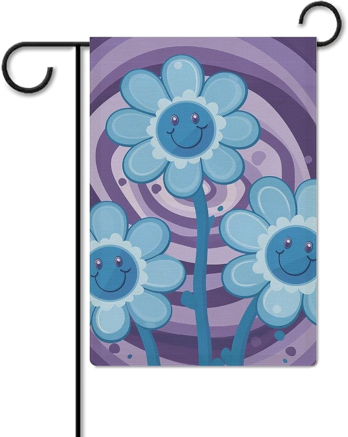 Garden Flags 28x40 inch Double Sided Three Blue Flowers Yard Flags ...