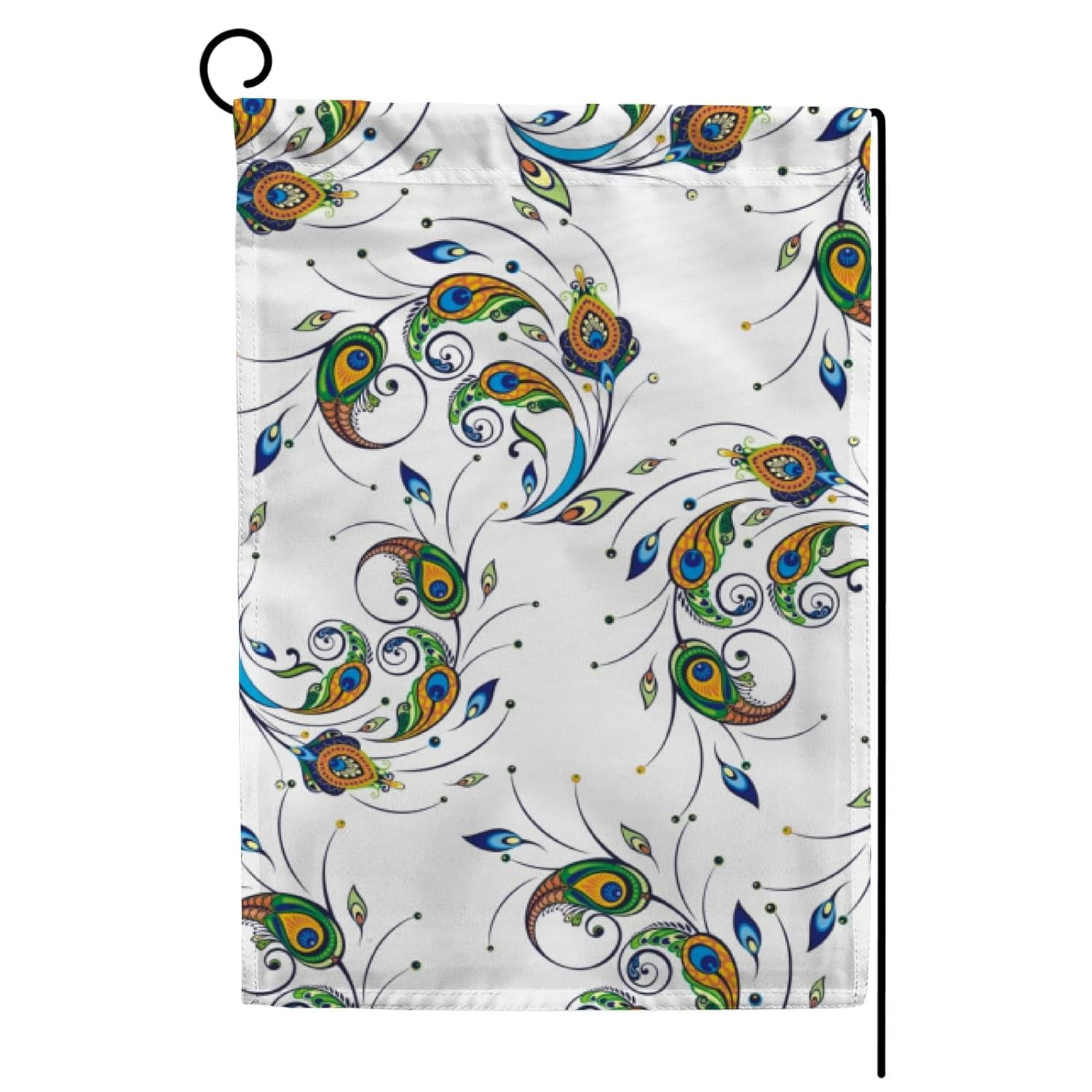Garden Flags Anstract Peacock Feathers White Yard Flag for Outside ...