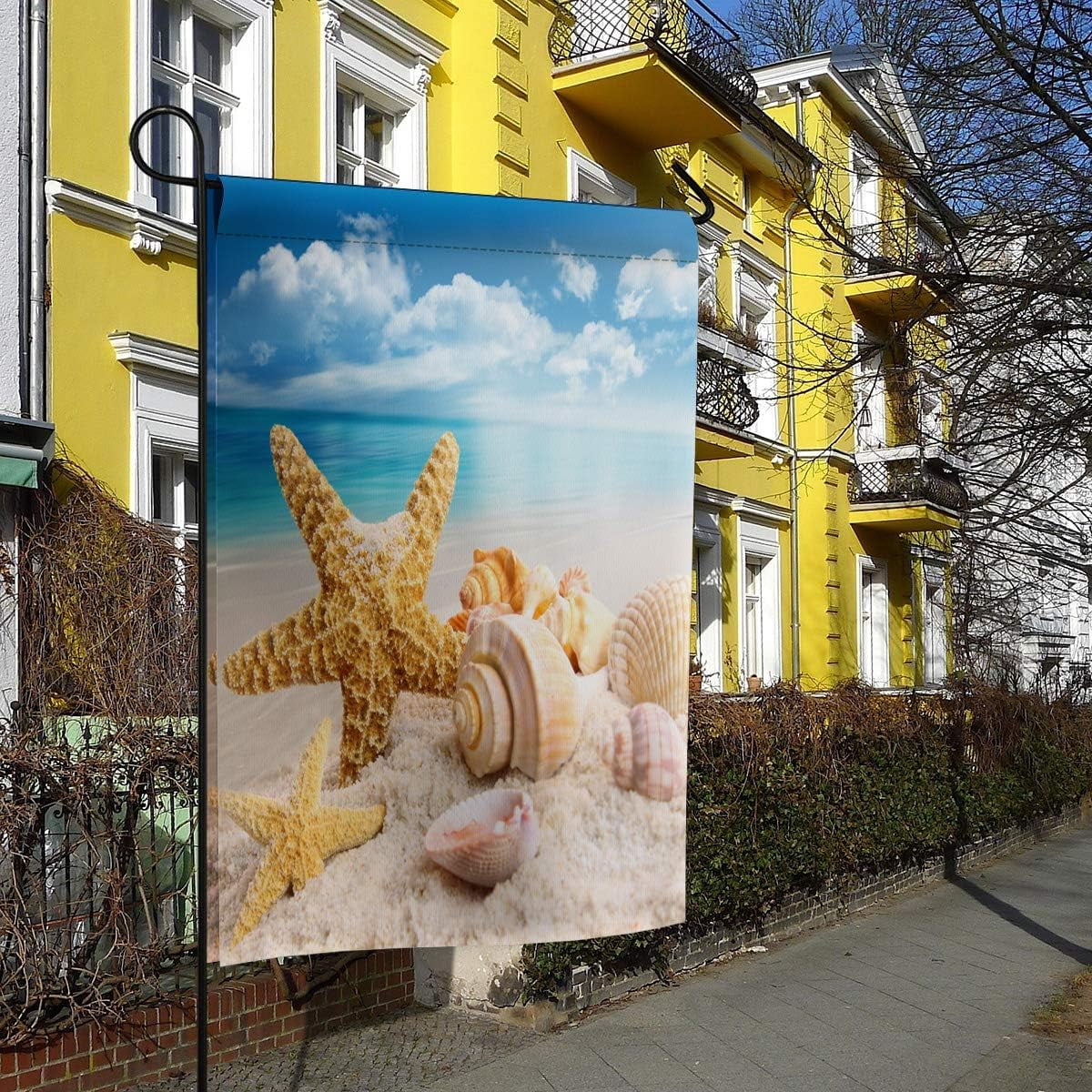 Garden Flags, Beach Themed Nautical Seashell, Starfish, Anchor Garden ...