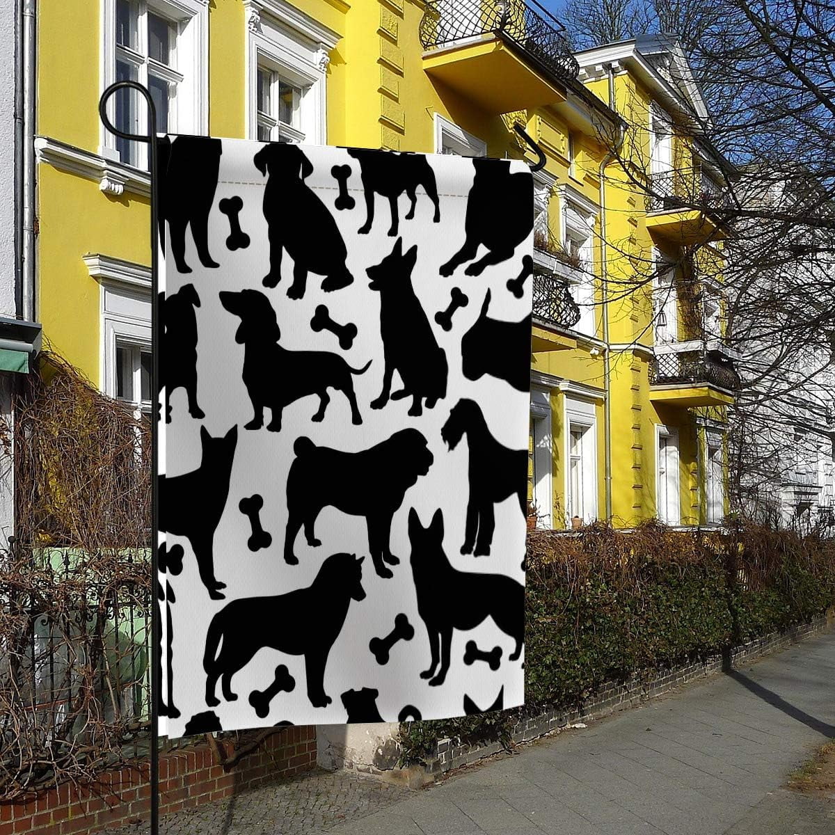 Garden Flags, Black Dog And Bone Silhouettes Garden Flag, Yard ...