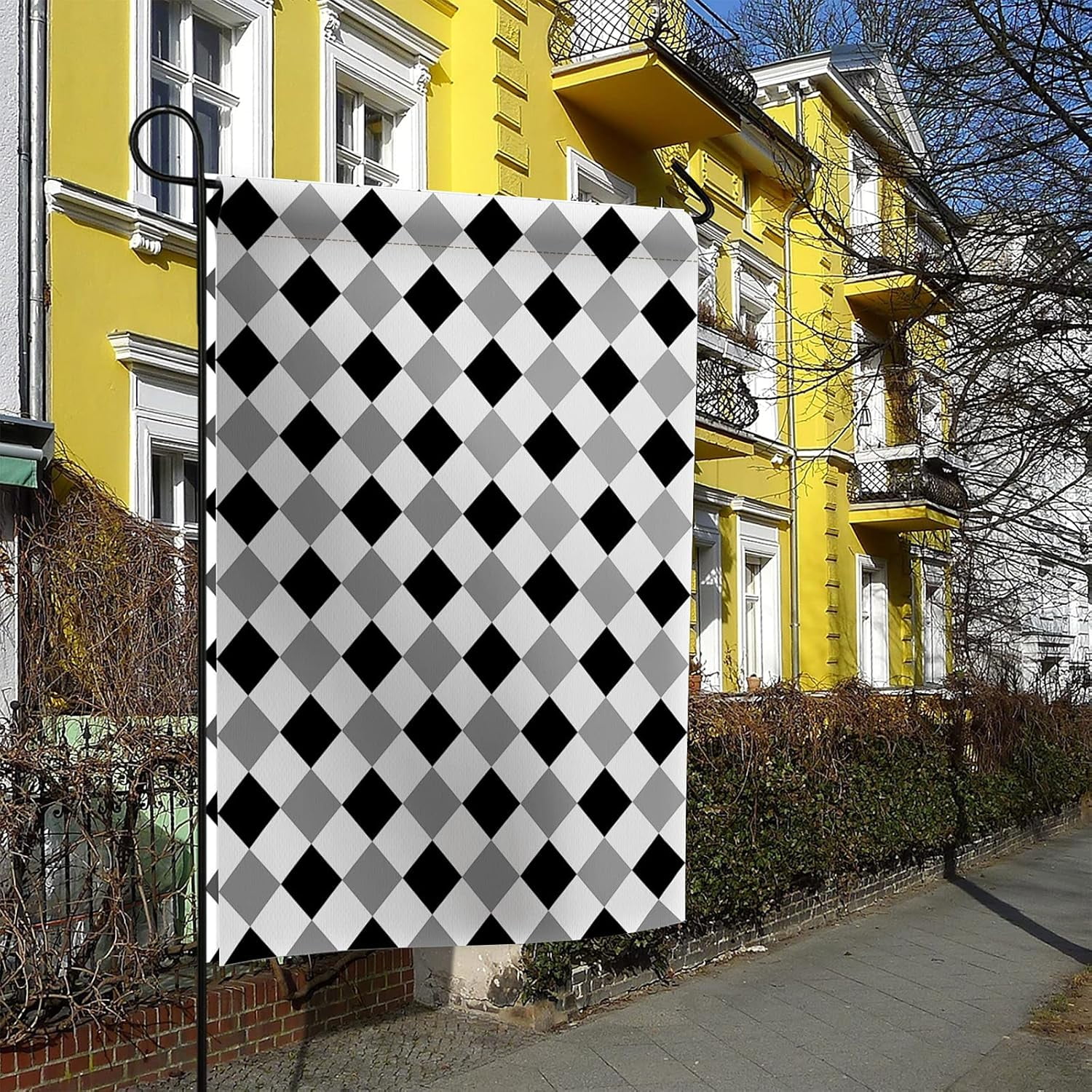 Garden Flags, Black Grey Diamond Lattice Garden Flag, Yard Decorations ...