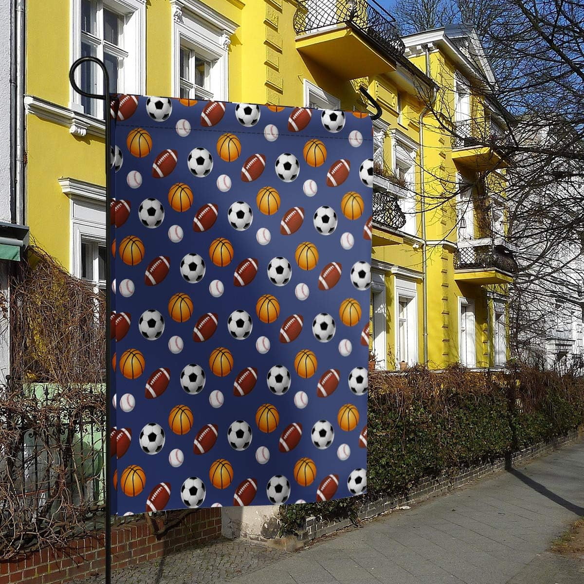 Garden Flags, Blue Baseball Basketball Soccer Football Garden Flag ...