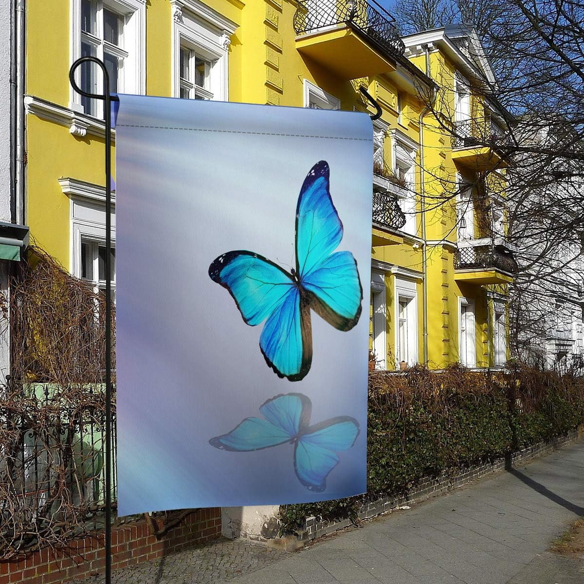 Garden Flags, Blue Butterfly With Reflection Garden Flag, Yard ...