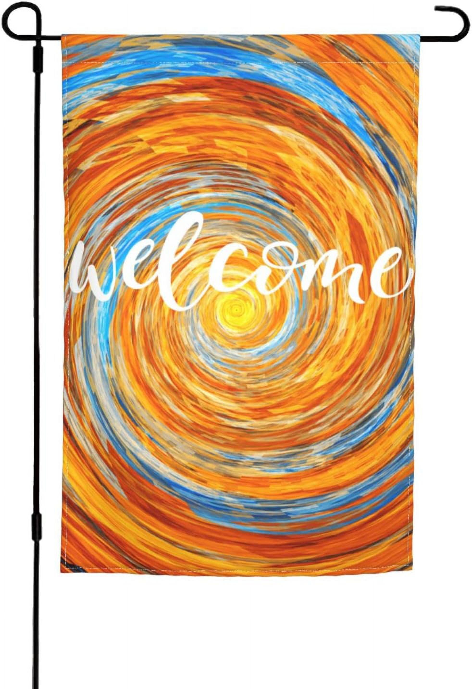 Garden Flags Blue Orange Swirl Premium Yard Flag Watercolor Abstract ...