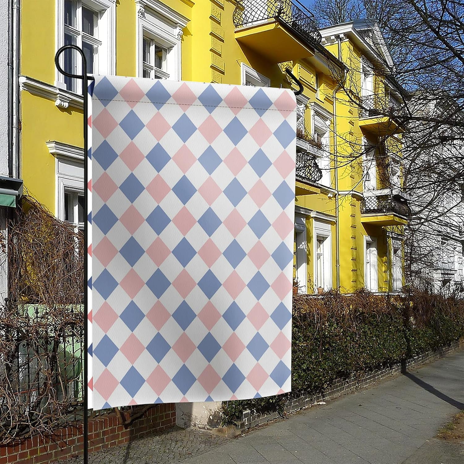 Garden Flags, Blue Pink Diamond Lattice Garden Flag, Yard Decorations ...