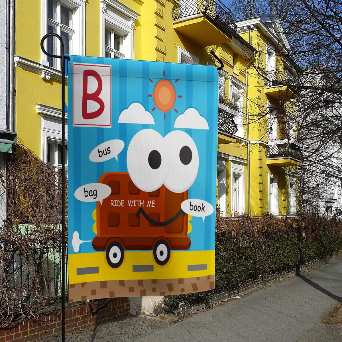 Garden Flags, Bus With Letter B Garden Flag, Yard Decorations Outdoor ...