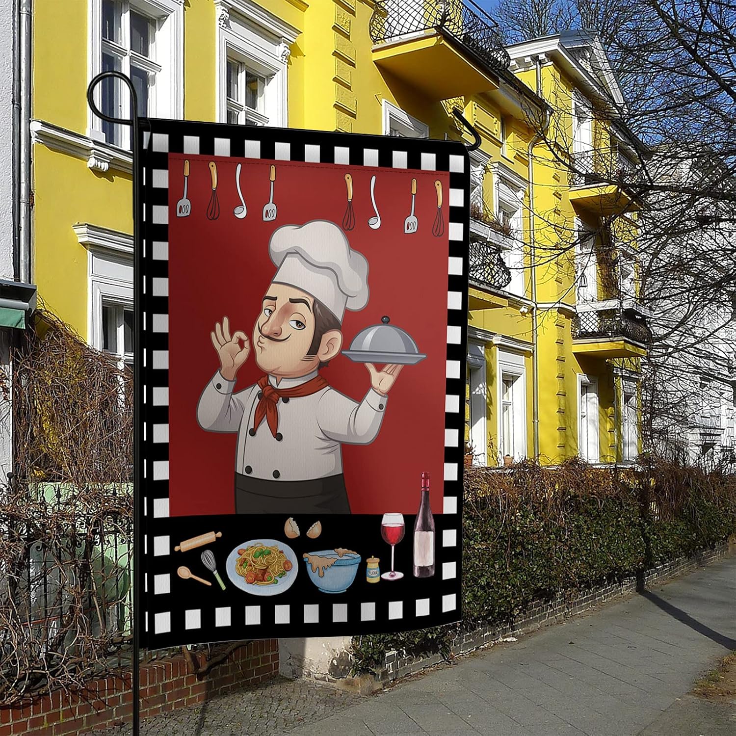 Garden Flags, Cartoon Fat Chef Cook Garden Flag, Yard Decorations ...