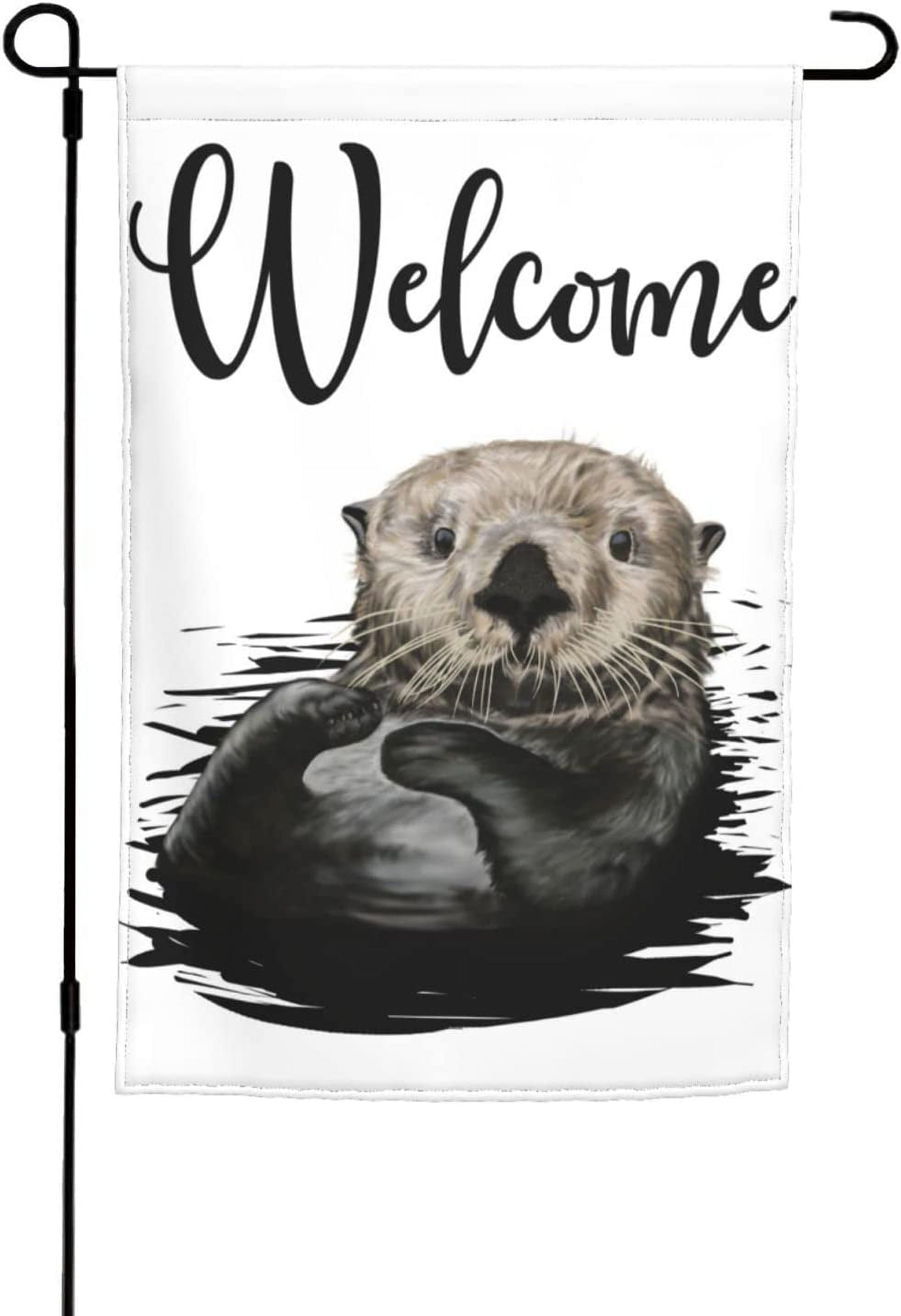 Garden Flags Cute Sea Otter in Water Premium Yard Flag Nature Wild ...