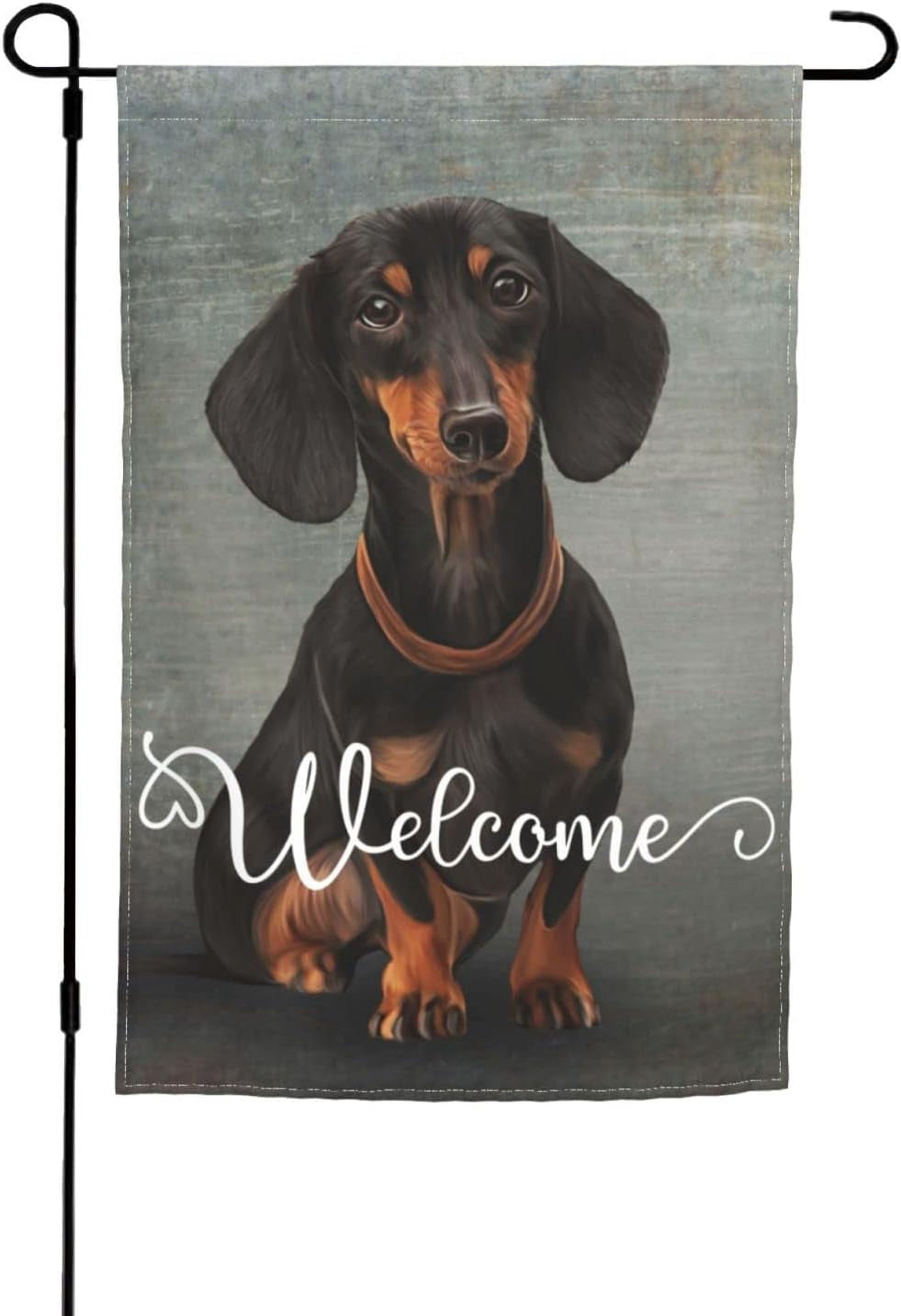 Garden Flags Dachshund Little Cute Black Dog Animal Pet Design Premium ...