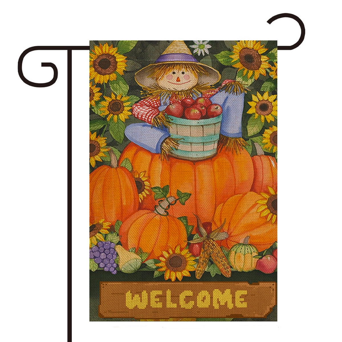 Garden Flags,Double Sided Autumn Flag Scarecrow Harvest Pumpkin Yard ...