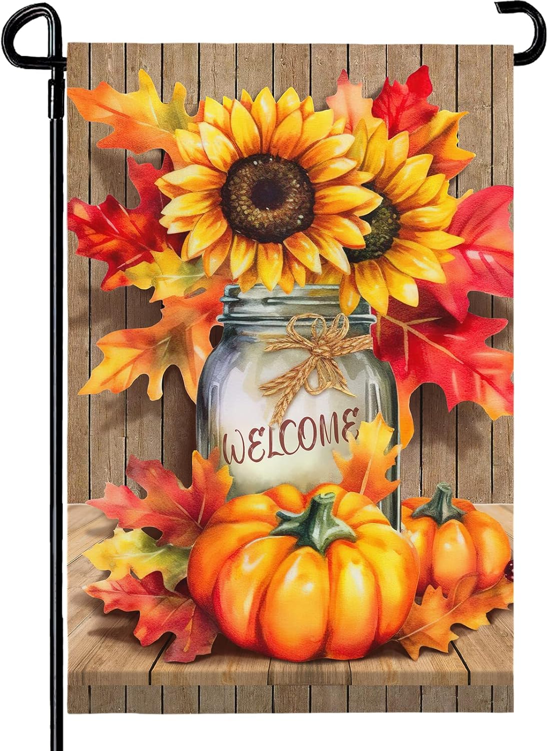 Garden Flags, Fall Sunflower Printing Yard Flag, Welcome Mason Jar ...