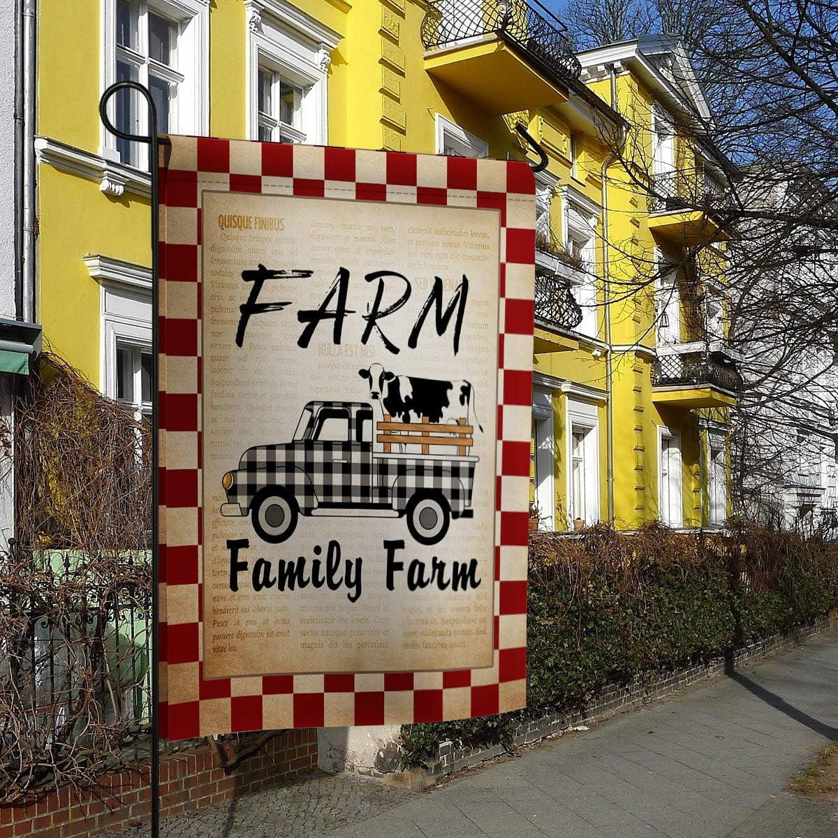 Garden Flags, Farm Family Retro Black Gric Truck Cattle Garden Flag ...