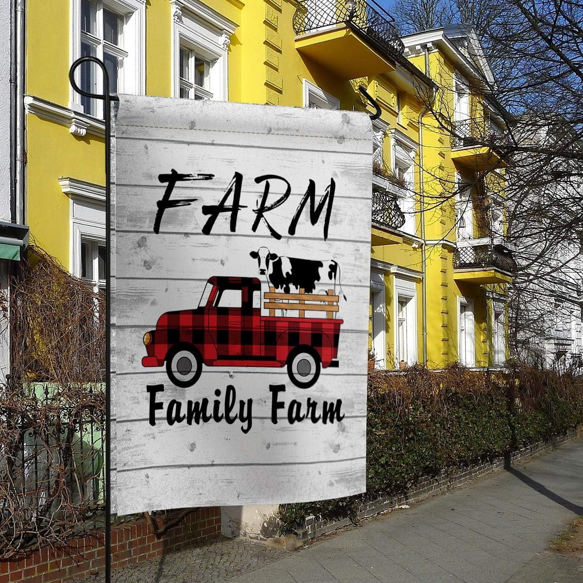 Garden Flags, Farm Family Retro Red Gric Truck Cattle Garden Flag, Yard ...