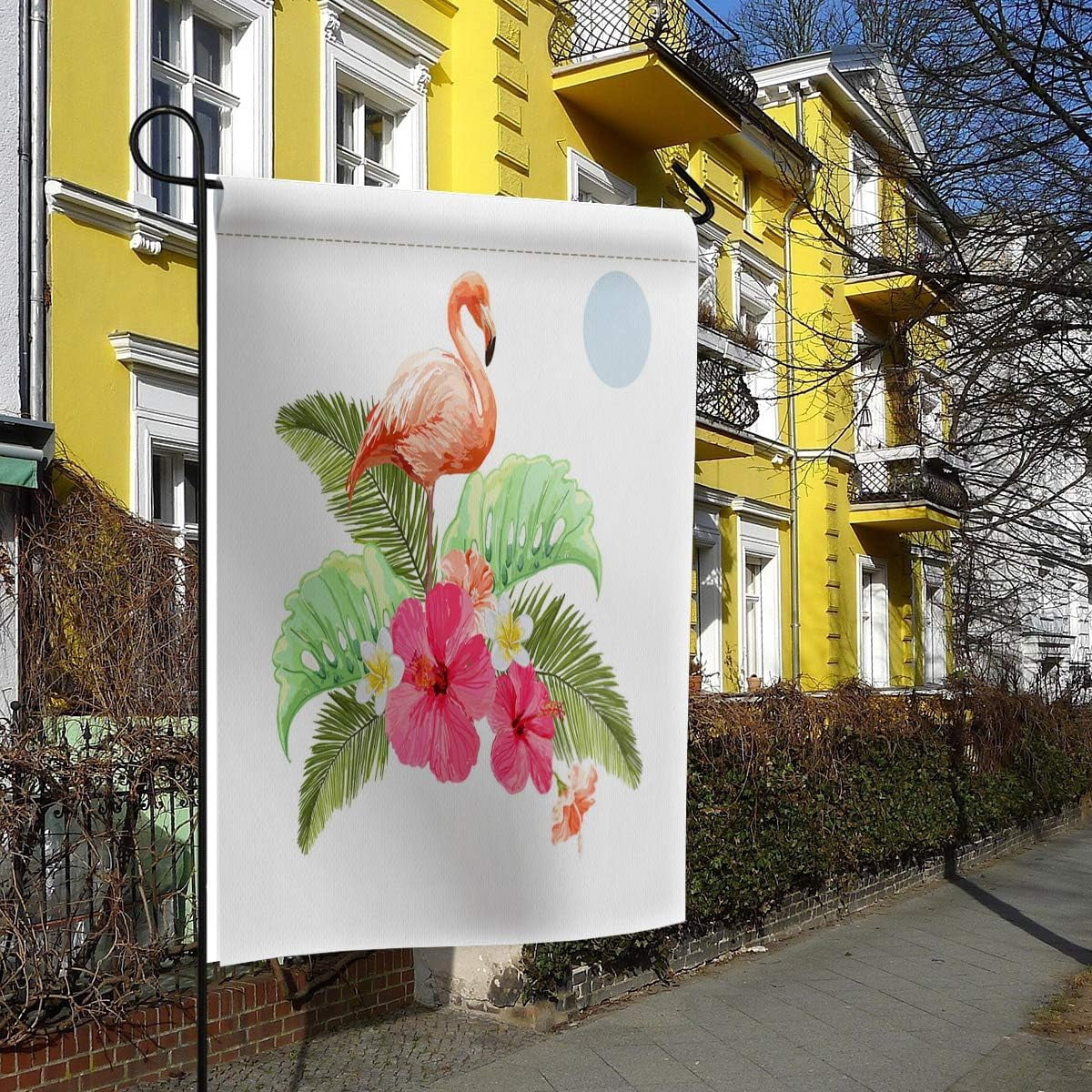 Garden Flags, Flamingo Flower Leaf Wings Garden Flag, Yard Decorations ...