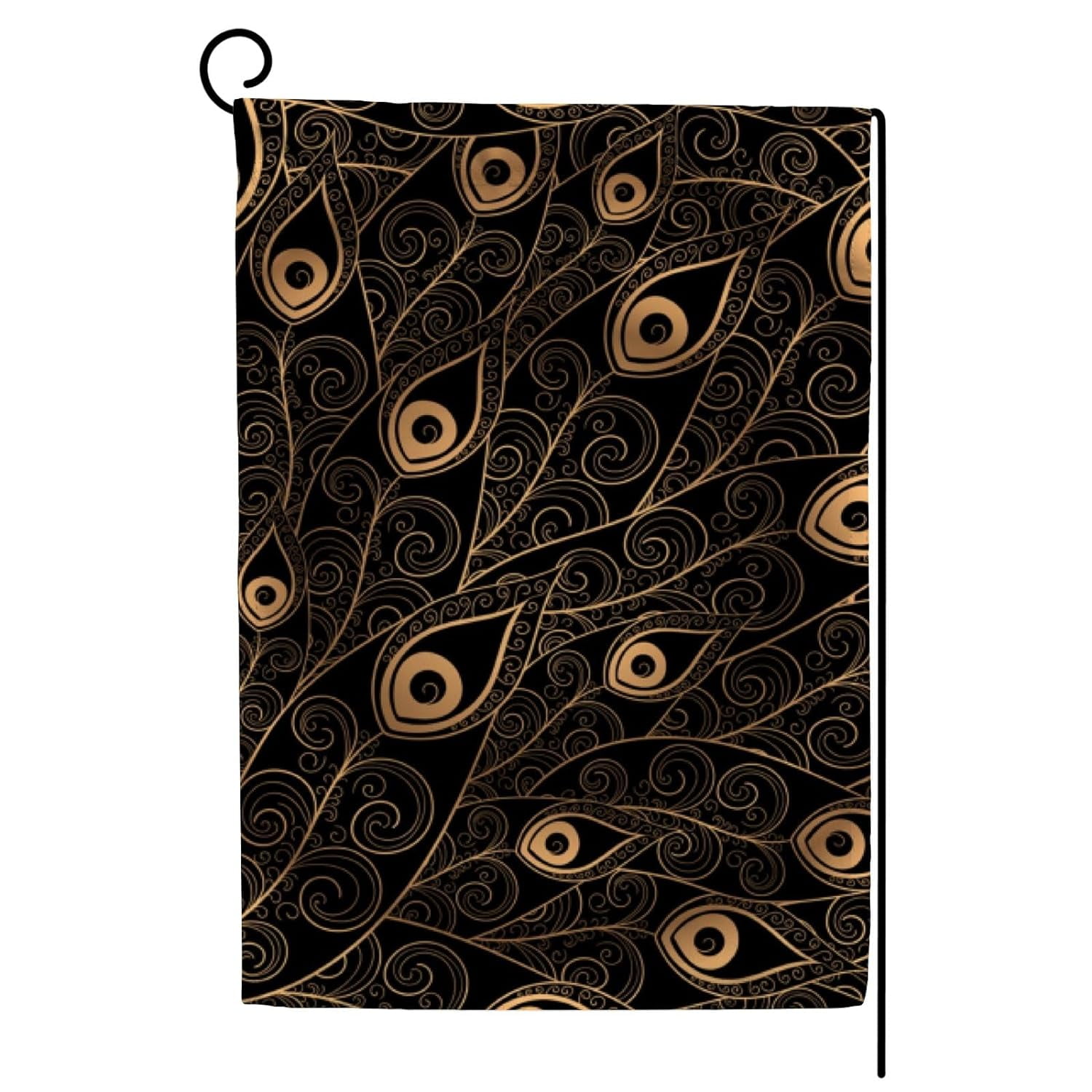 Garden Flags Gold Peacock Black Feathers Yard Flag for Outside Vertical ...