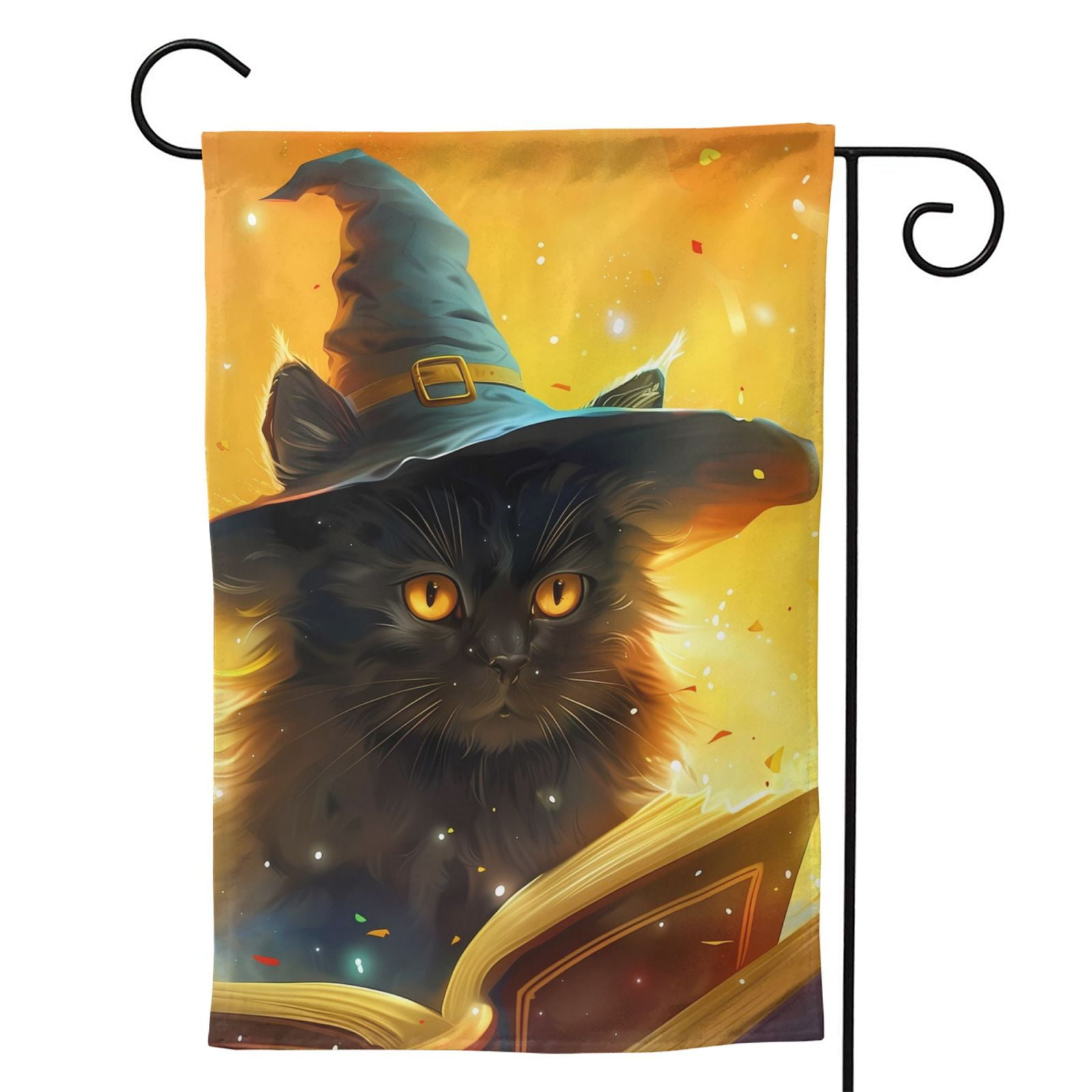 Garden Flags- Halloween Blue Witch Hat Black Cat Double Sided 28 x 40 ...