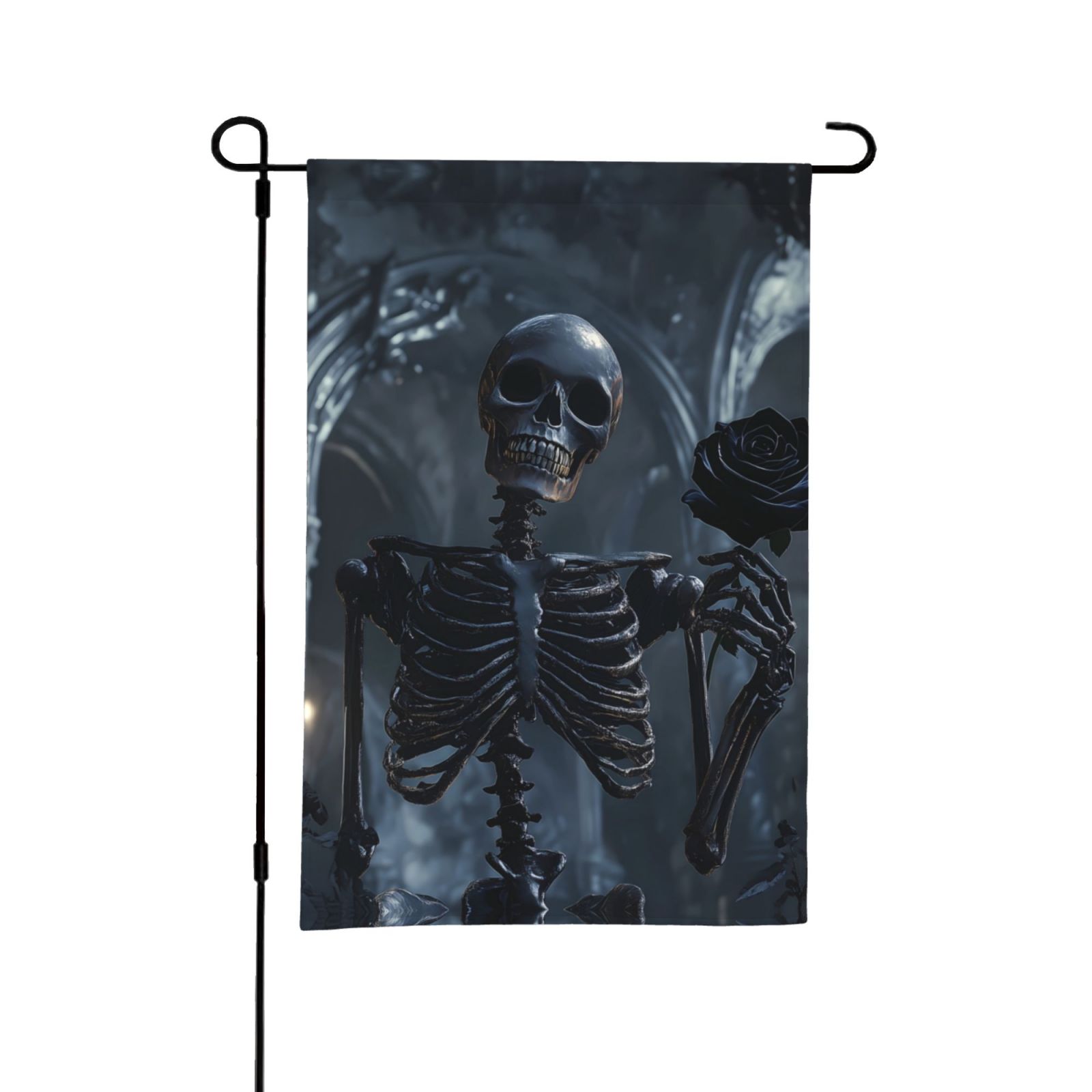 Garden Flags - Halloween Gothic Skull Rose A Double Sided 12 x 18 Inch ...