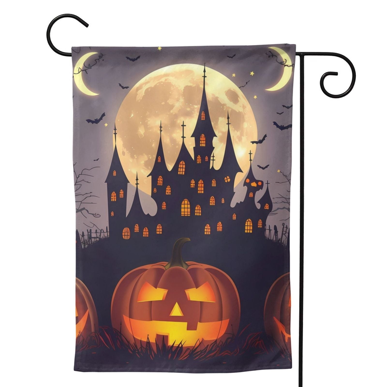 Garden Flags- Halloween Haunted Pumpkin Castle Double Sided 28 x 40 ...