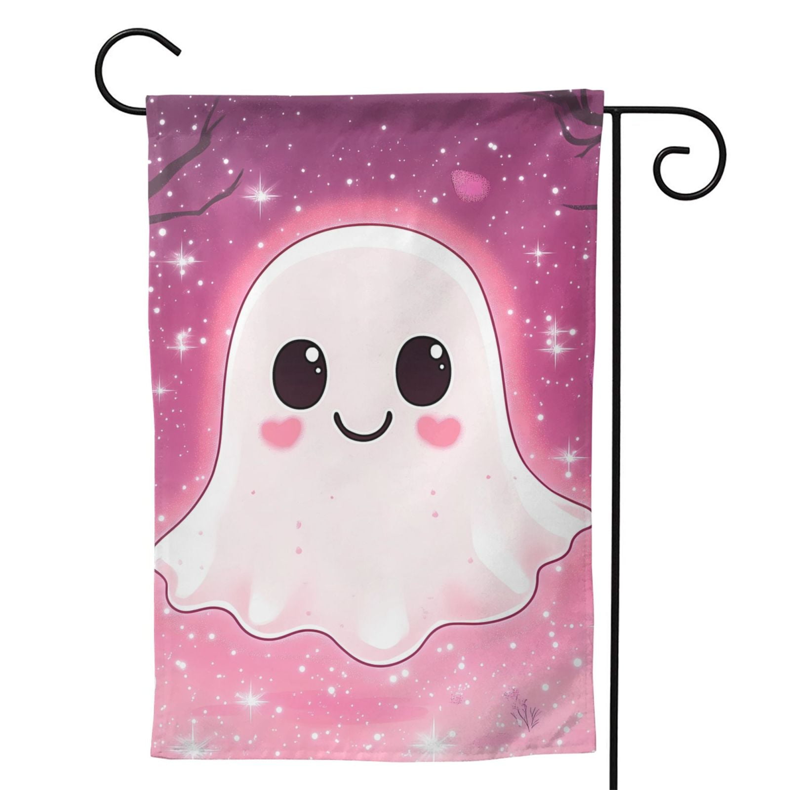 Garden Flags- Halloween Pink Cute Ghost Double Sided 28 x 40 Inch Yard ...