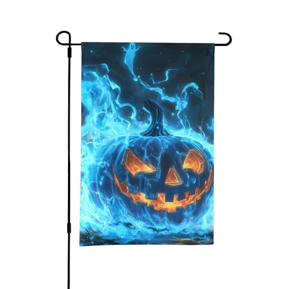 Garden Flags - Halloween Pumpkin Ghost Blue Flame Double Sided 12 x 18 ...