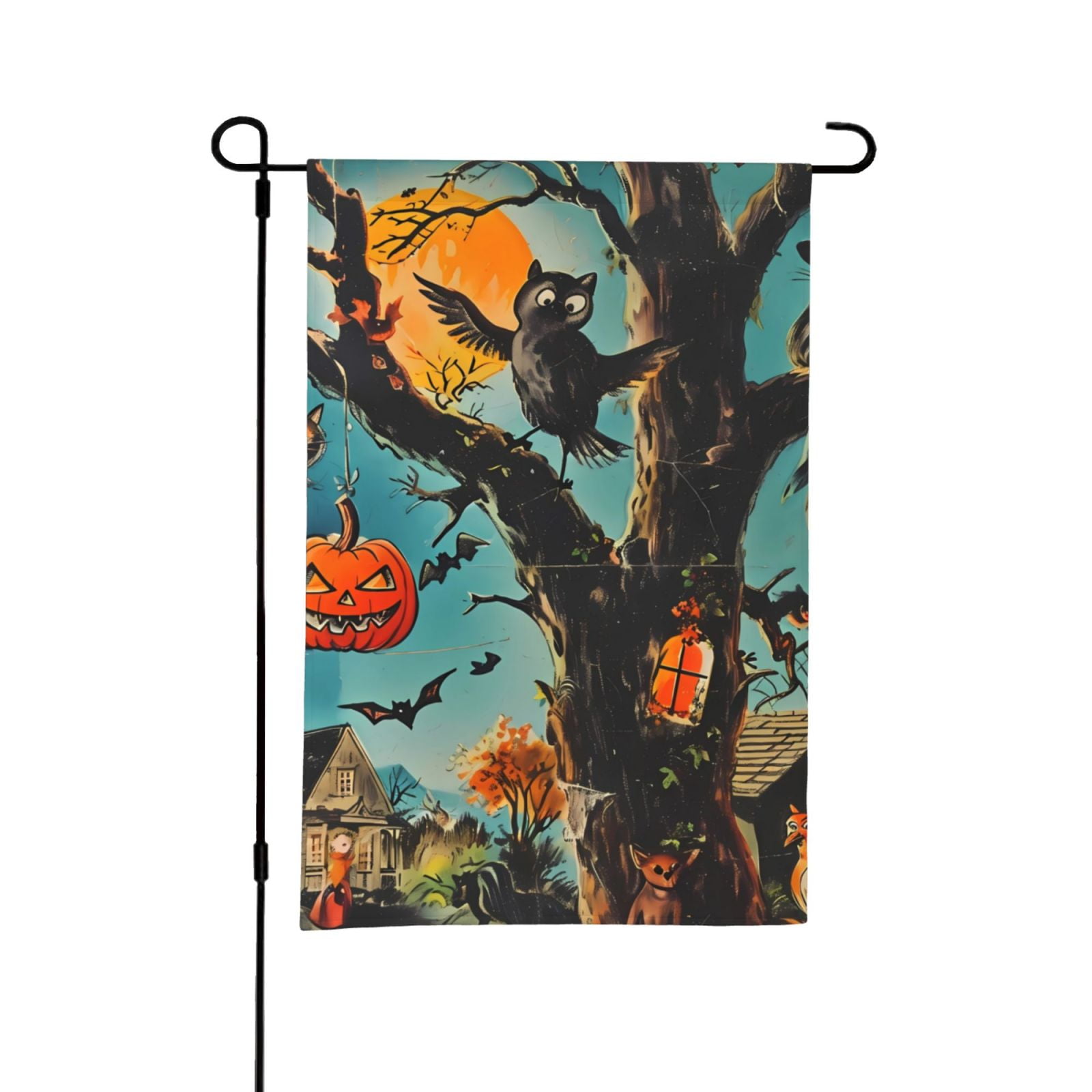 Garden Flags - Halloween Tree Branch Village Double Sided 12 x 18 Inch ...