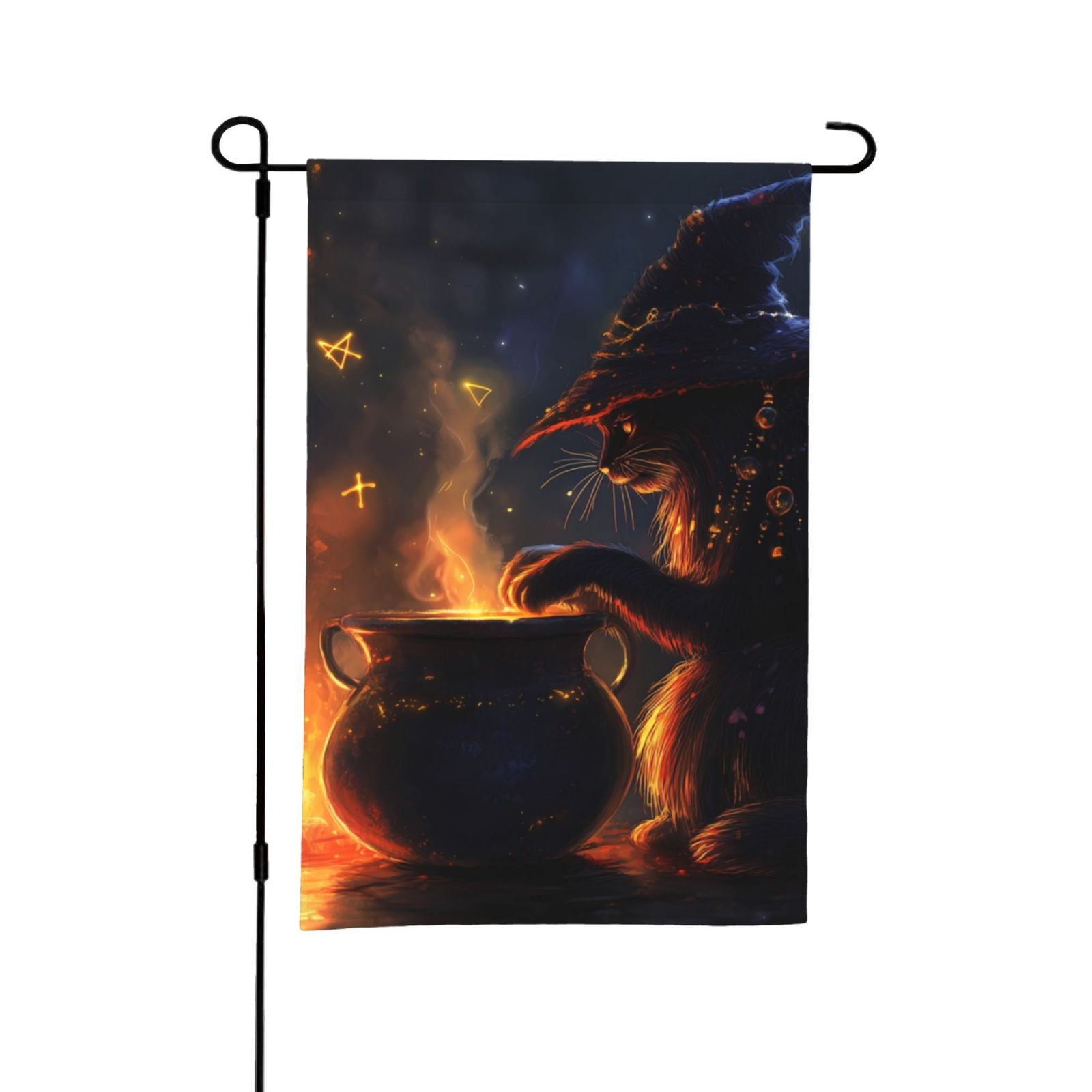 Garden Flags - Halloween Vintage Black Cat Witch Double Sided 12 x 18 ...