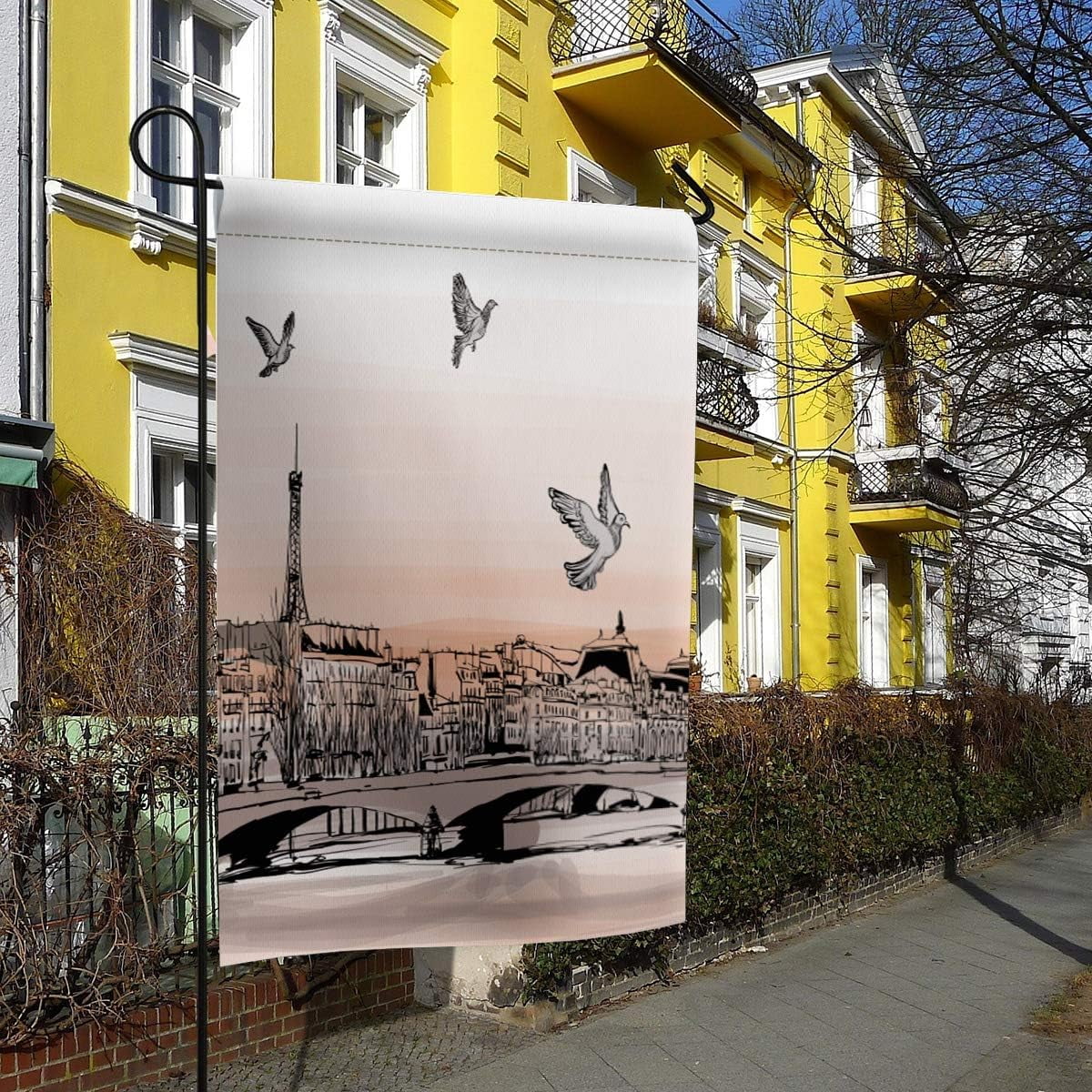 Garden Flags, Hand-Printed Romantic France Garden Flag, Yard ...