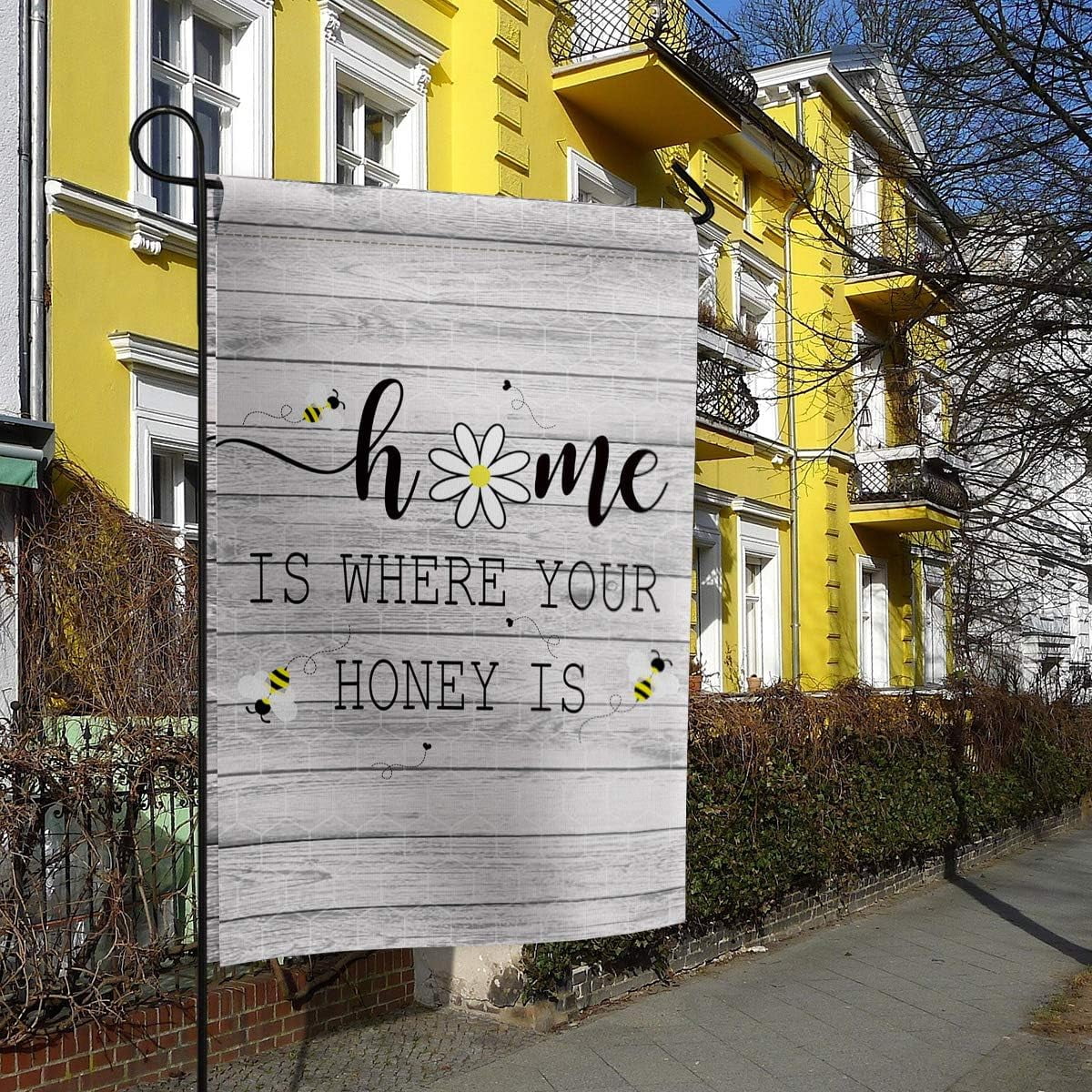 Garden Flags, Home Is Where Your Honey Is On Wood Garden Flag, Yard ...