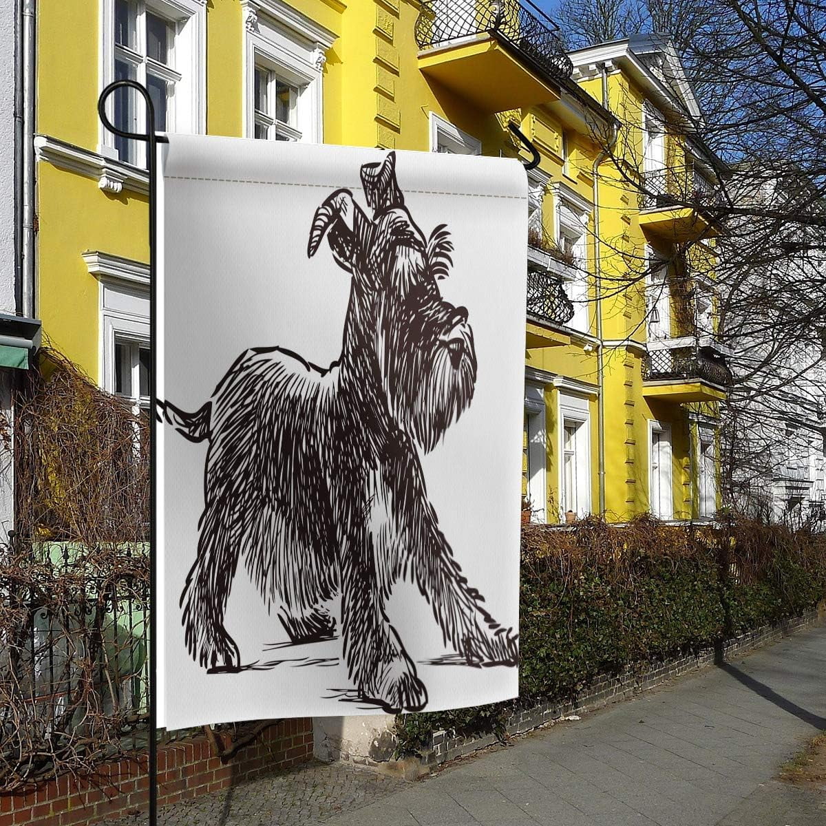 Garden Flags, Miniature Schnauzer Cute Puppy Black Painting Garden Flag ...