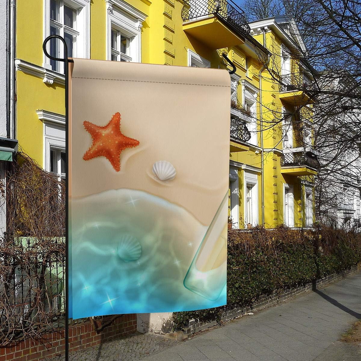 Garden Flags, Ocean Themed Coastal Beach Starfish Teal Sea Water Garden ...